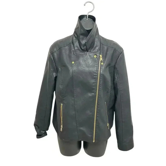 Baccini | Jackets & Coats | Baccini Womens Black Faux Leather Moto ...